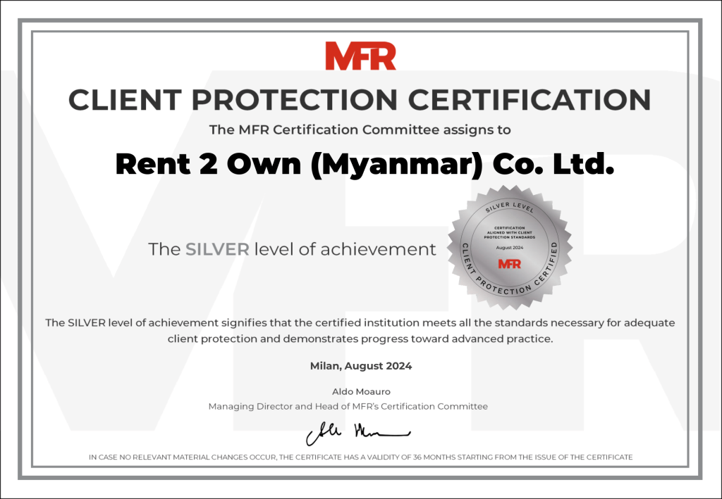 Client Protection Certification – Rent 2 Own